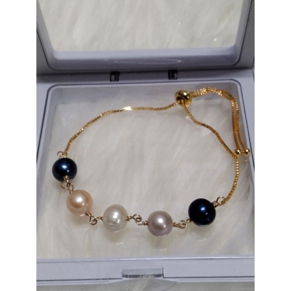 Gelang Tangan Mutiara Air Masin Mix Pearl Ikat Suasa 14k Tulen&Chain ...