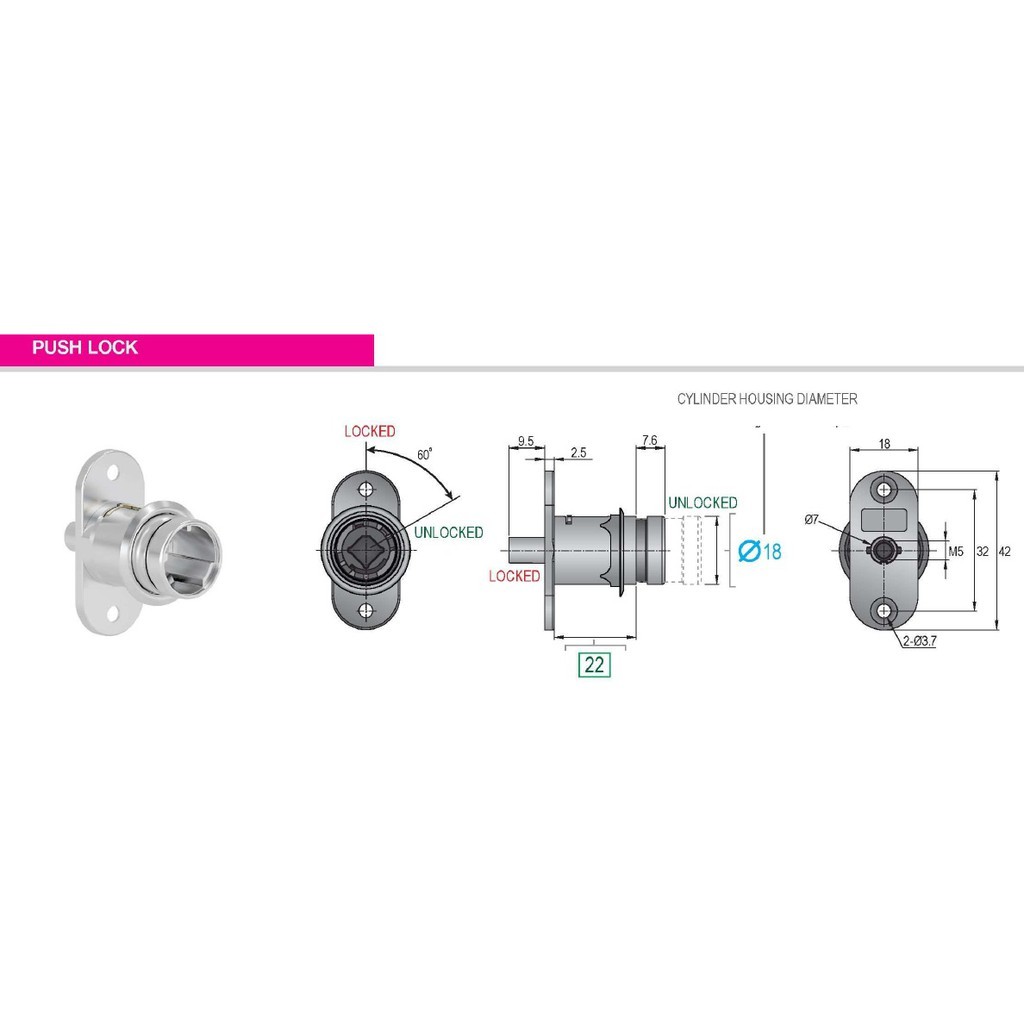 Cyber Lock CL1 Push button lock 22mm | Shopee Malaysia