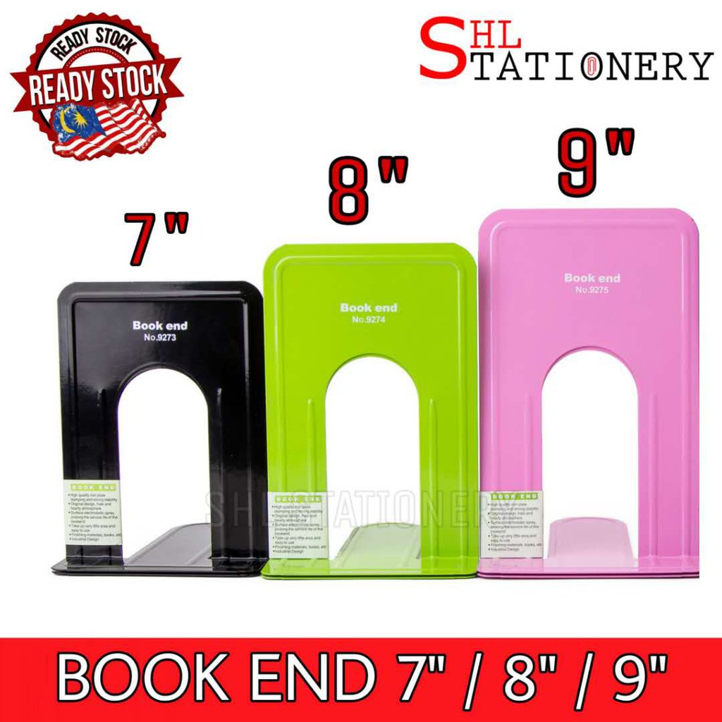2 in 1 Heavy Duty Metal Colourful Bookends Book Ends 7" / 8" / 9 ...