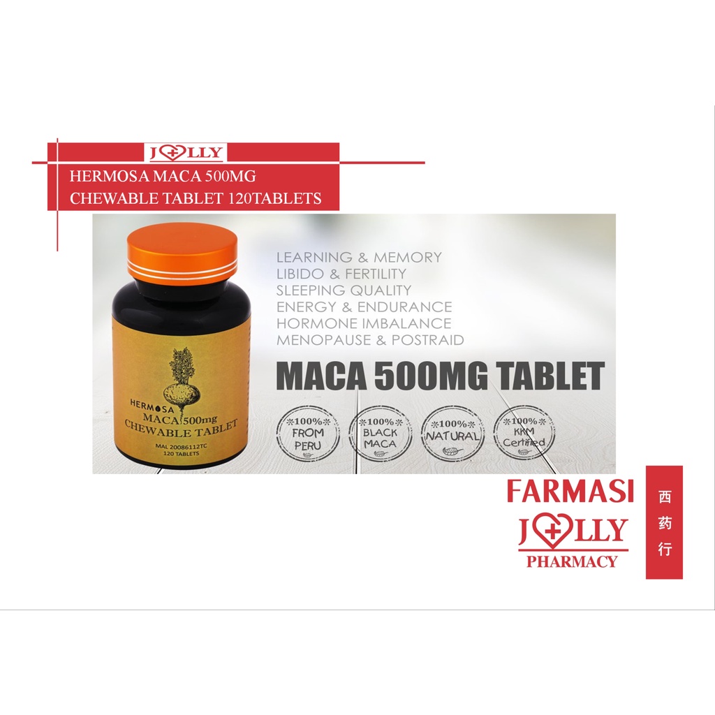 JOLLY PHARMACY HERMOSA MACA 500MG CHEWABLE TABLET 120TABLETS | Shopee ...