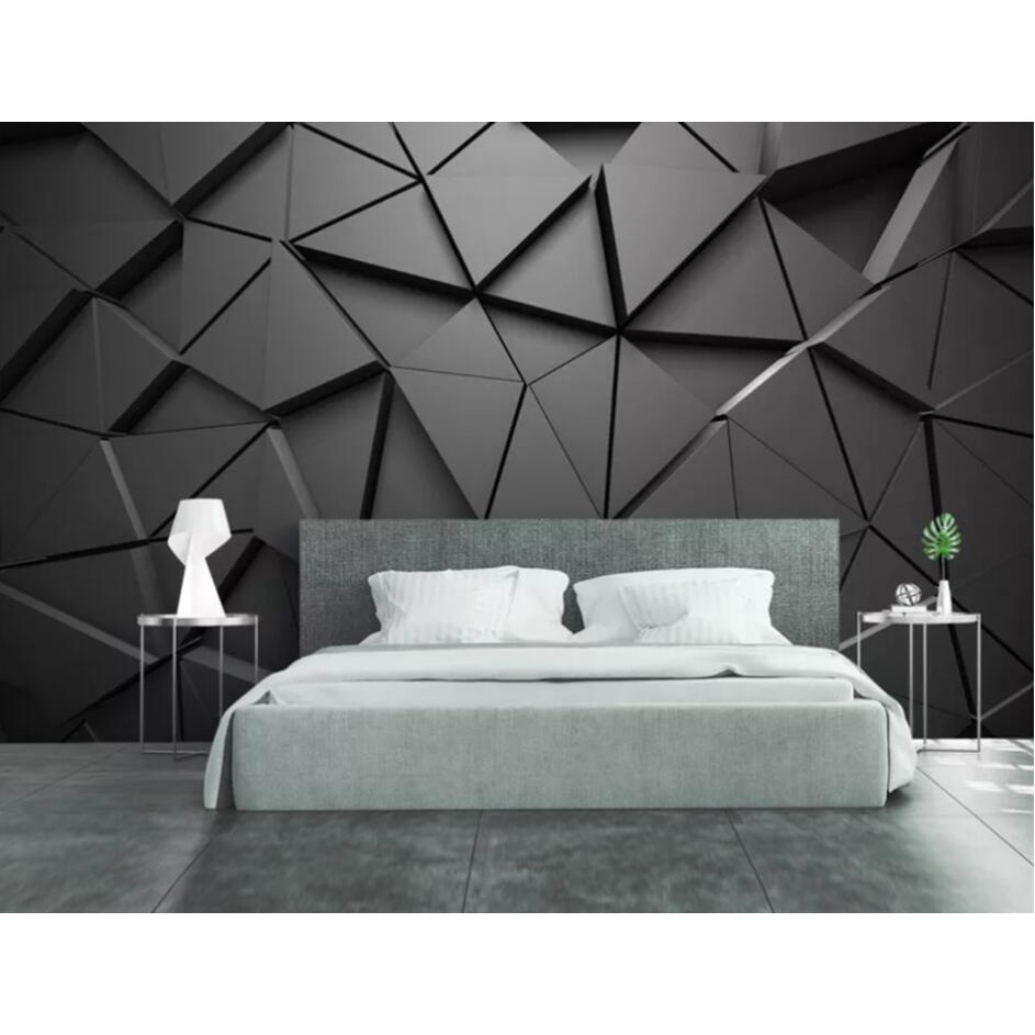 Custom Modern Geometric abstract 3D Black Triangle modern wallpaper ...