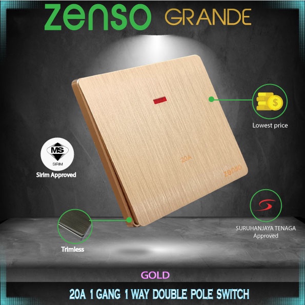 SIRIM!! ZENSO Grande Switches & Sockets - Gold Color 1/2/3/4gang ...