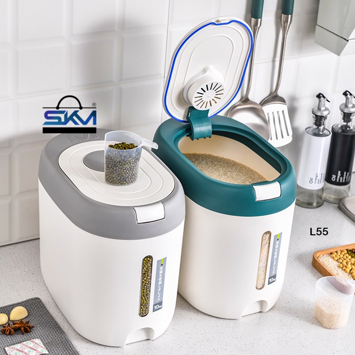 SKM Household Kitchen 10KG Large Capacity Rice Grain Bucket Storage ...