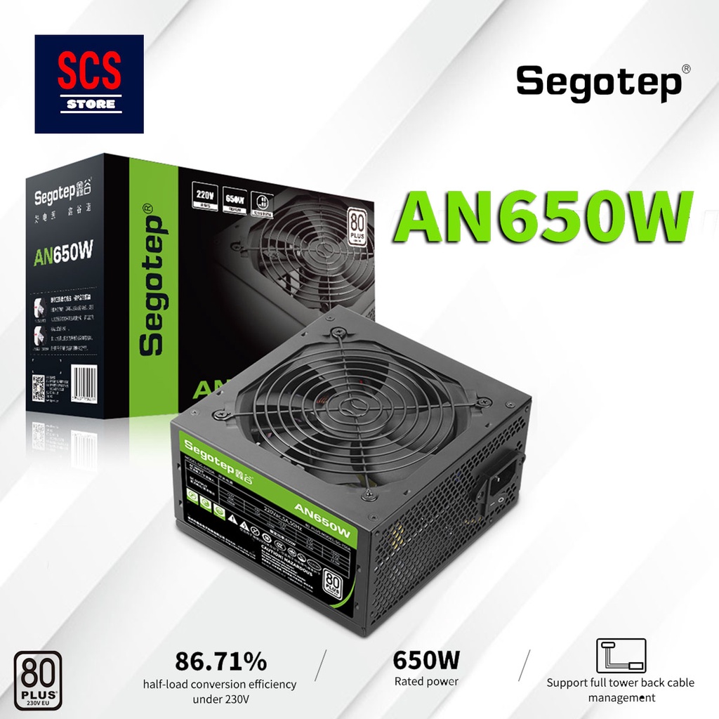 SEGOTEP AN650W 650Watt / AN750W 750Watt 80 Plus Gaming Power Supply ...
