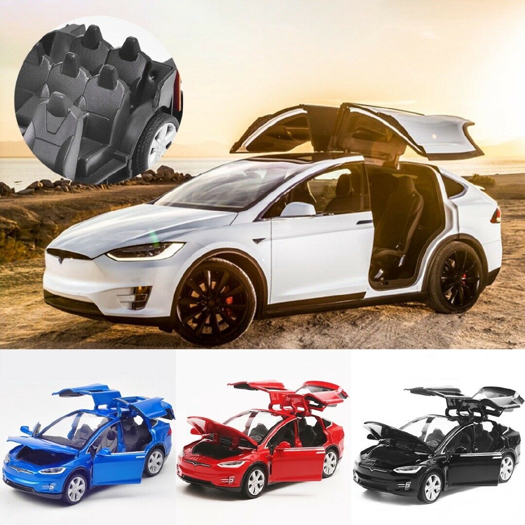 Tesla Model X90 1:32 Diecast Model Car Sound&Light Pull Back Vehicle ...