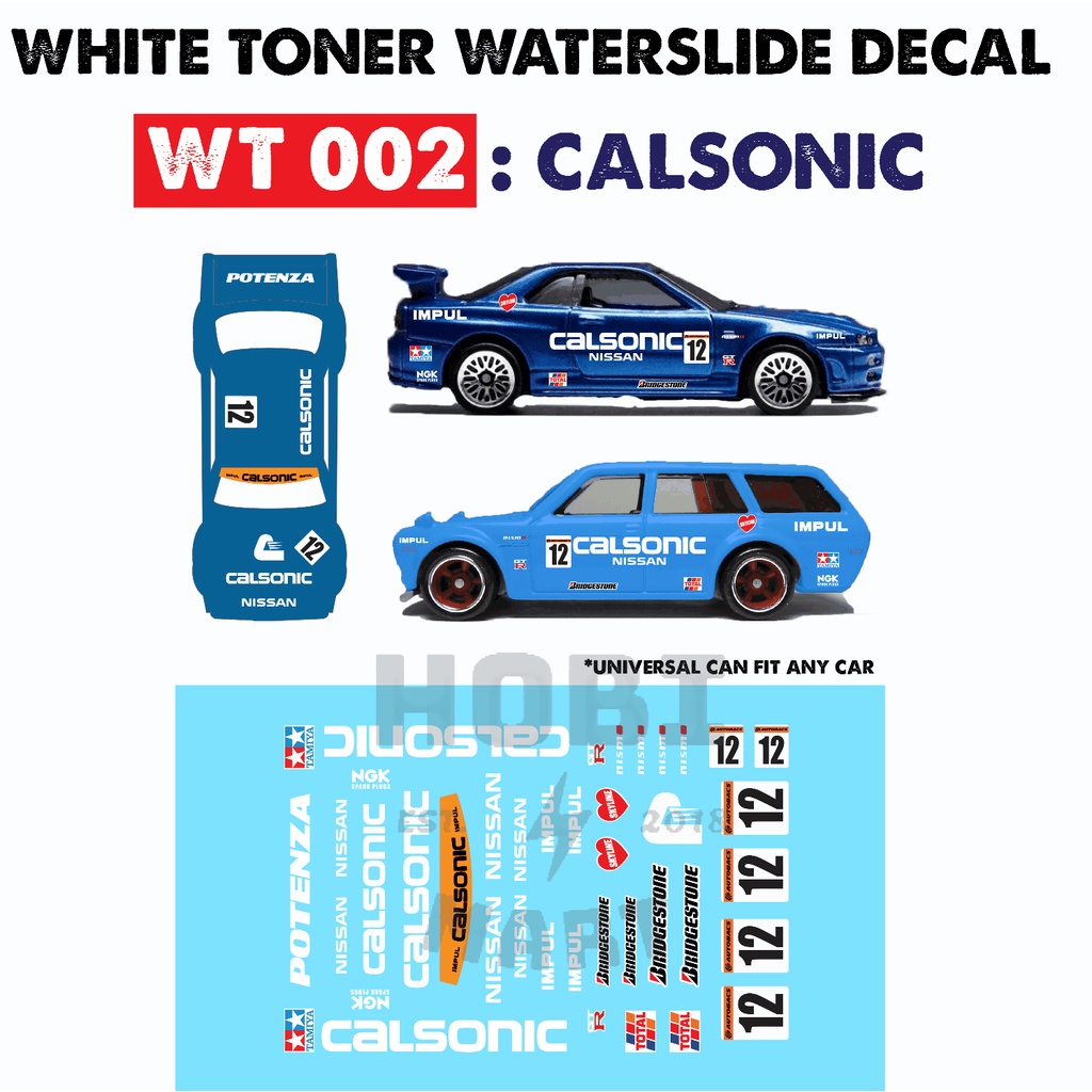 Calsonic Decals Hotwheels Tomica 1:64 diecast custom white toner ...