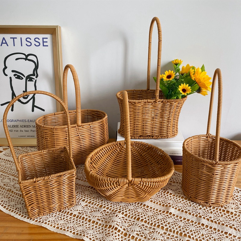 Woven Rattan Storage Basket Large Capacity Storage Baskets Flower ...