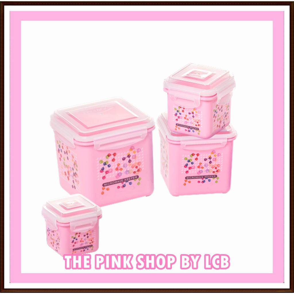 🇲🇾 PINK 4 IN 1 Square Food Containers 🌸 | Shopee Malaysia