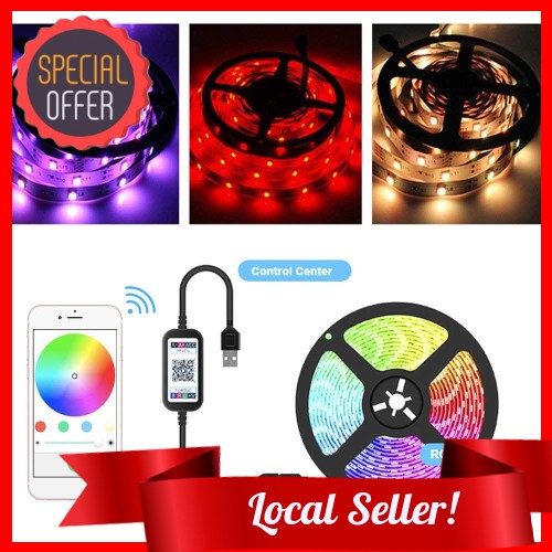 USB Power LED Strip Lights 5050 RGB TV Backlight BT APP Remote Music ...