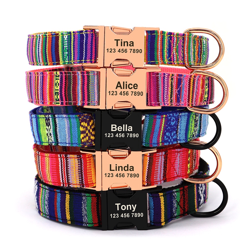 Personalised Dog Collar with Custom Engraved ID Nameplate for Small ...