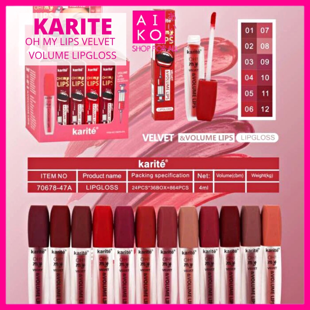 (AIKO) KARITE OH MY LIPS VELVET & VOLUME LIPGLOSS 4ML | Shopee Malaysia