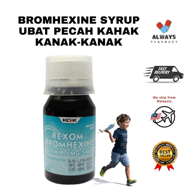 REXOM BROMHEXINE SYRUP 60ML (CAIR/PECAH KAHAK/BUANG KAHAK BUDAK) 60ML ...