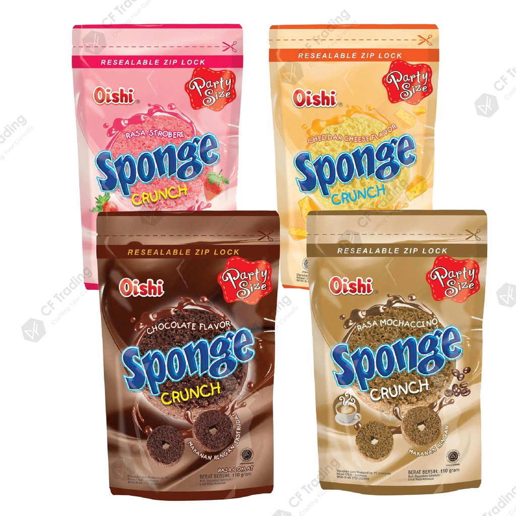 Oishi Sponge Crunch - Chocolate / Mochaccino / Strawberry / Cheddar ...