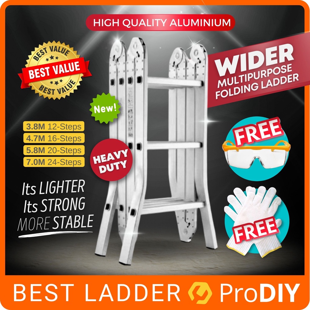PRODIY WIDER Tangga Lipat Heavy Duty Ladder Foldable Ladder Heavy Duty ...