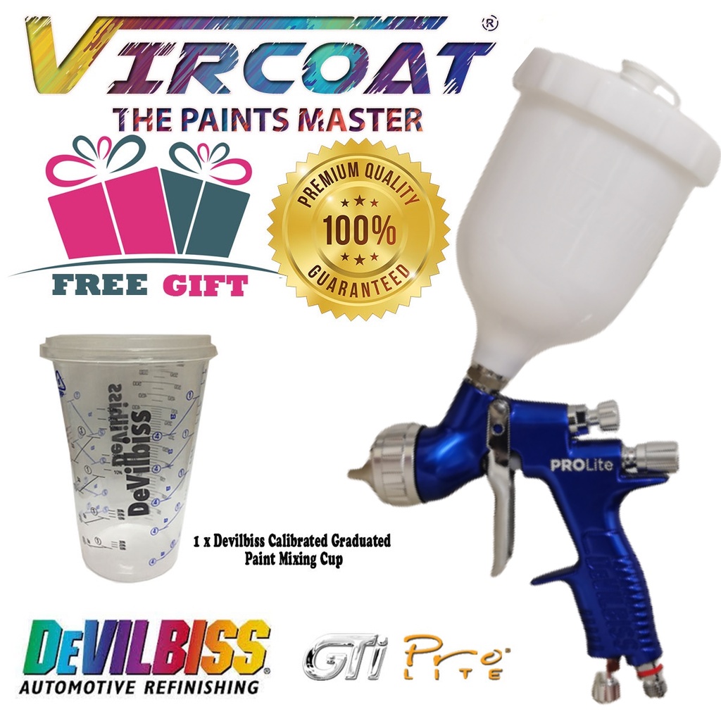 Ready Stock Devilbiss GTI PRO Lite Gravity Spray Gun TE20 Basecoat ...
