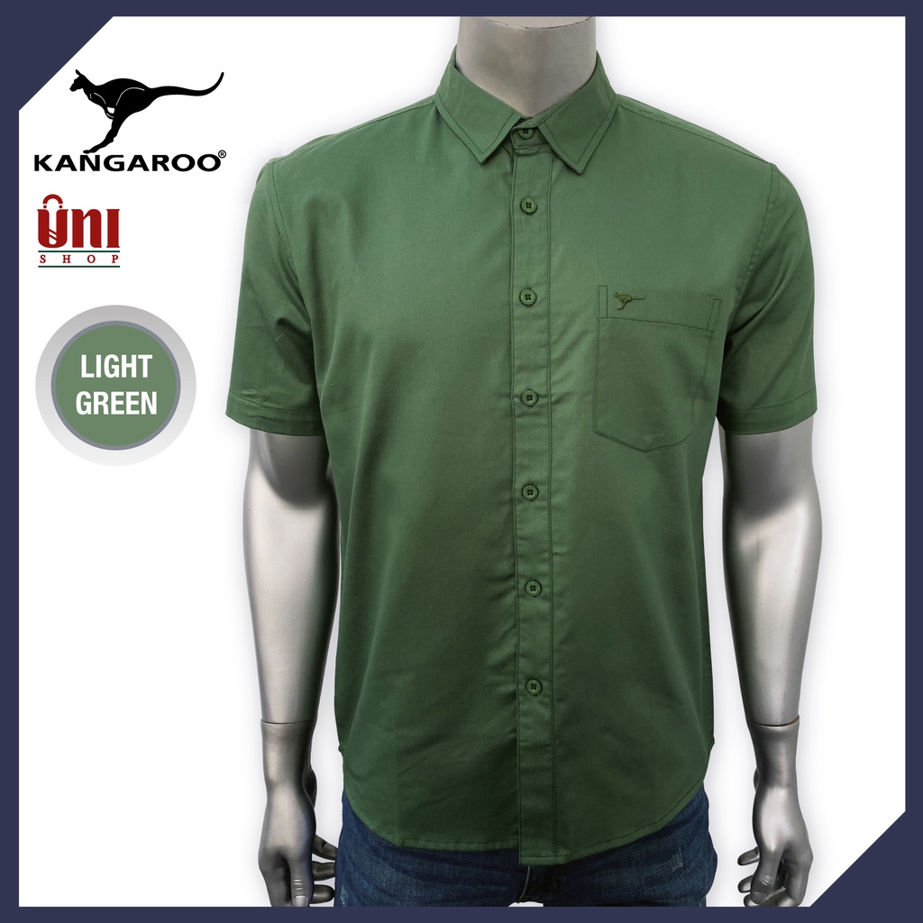 Kangaroo Men Collar Shirt KCSS-1311 ( Light Green / Light Blue ...