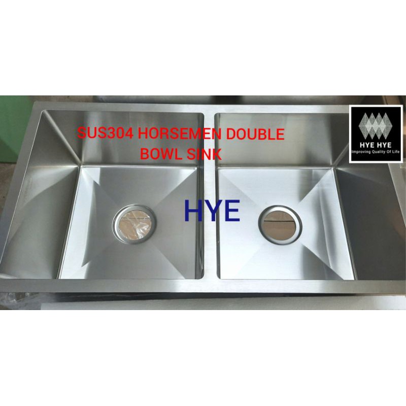 HANDMADE SUS304 DOUBLE BOWL SINK/ SINKI DAPUR BESAR | Shopee Malaysia