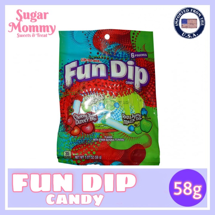 6 Pouches Lik-M-Aid Fun Dip Cherry Yum and Razz Apple | Shopee Malaysia