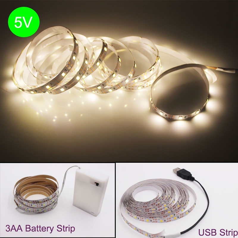 3XAA Battery/USB 5V LED Strip Light 60 LEDs/m 2835 SMD IP20 Not Waterproof Diode Tape 1M 2M 3M ...