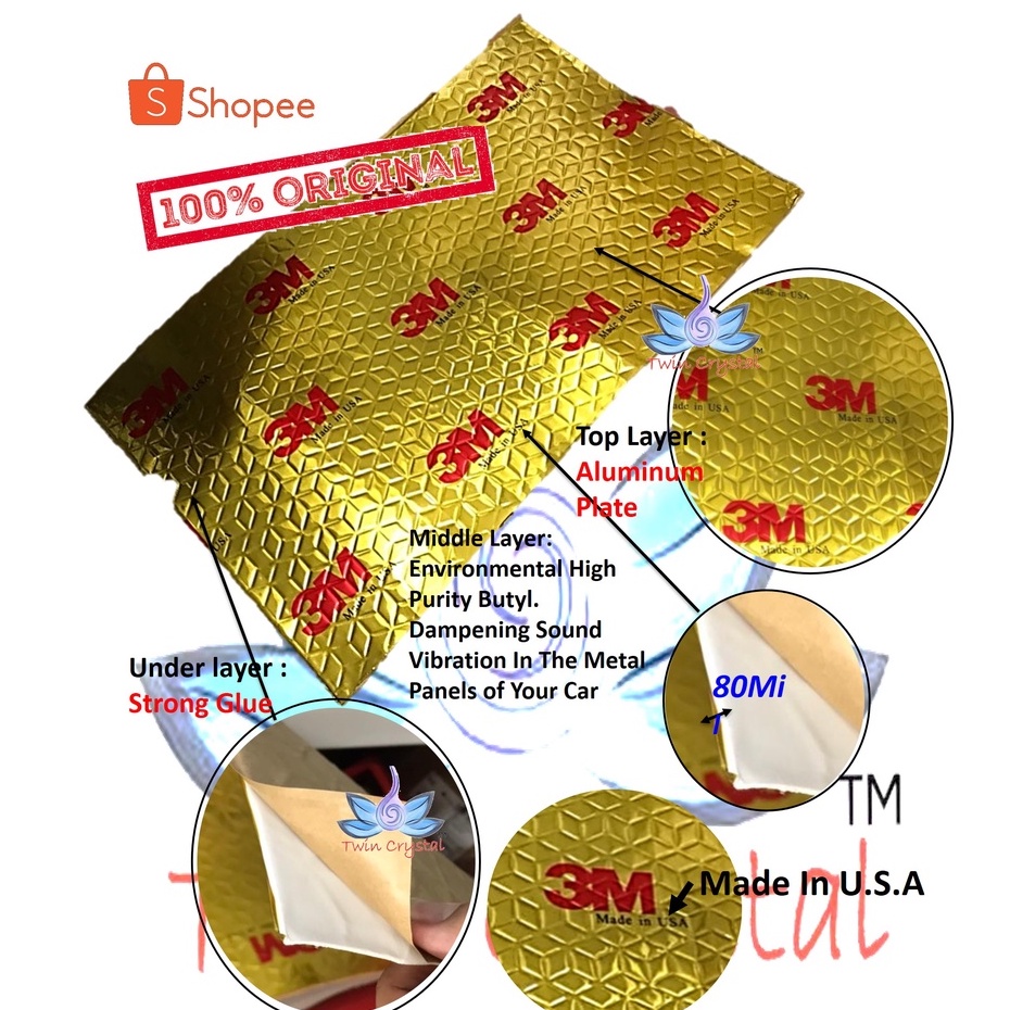 3M CAR SOUND PROOF HEAT INSULATION LAYER/SOUND DEADENING 80cmx48cm ...