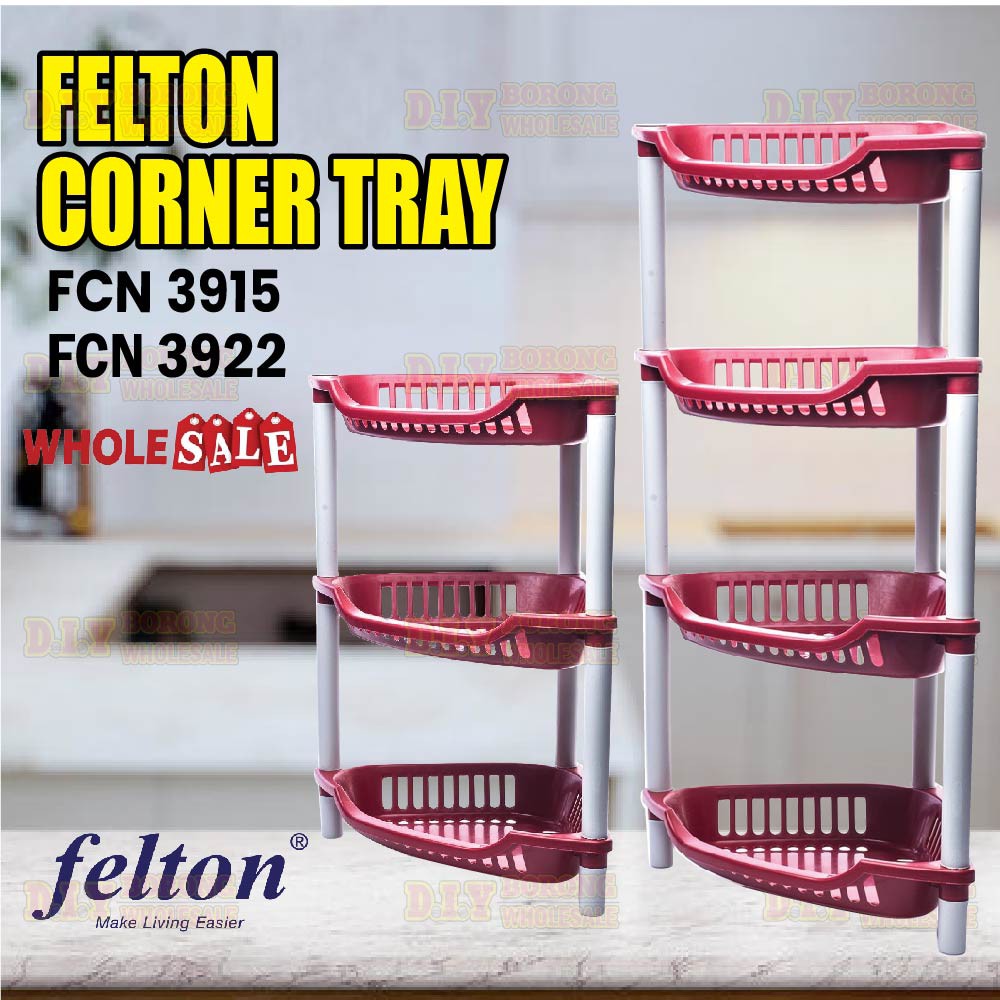 FELTON 3/4 Tier Corner Tray Kitchen Rack Shelf Accessories/Rak Sudut ...