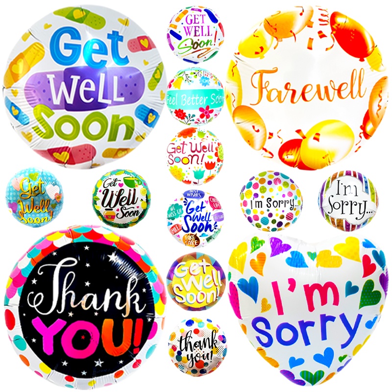 10 & 18 Inch Foil Balloon Get Well Soon Thank You Fare Well I'm Sorry ...