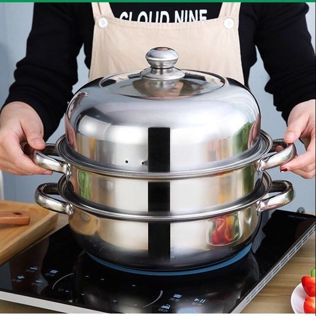 28cm 2 Tier Stainless Steel Steamer Olla Vaporera Pot Steamboat Periuk ...