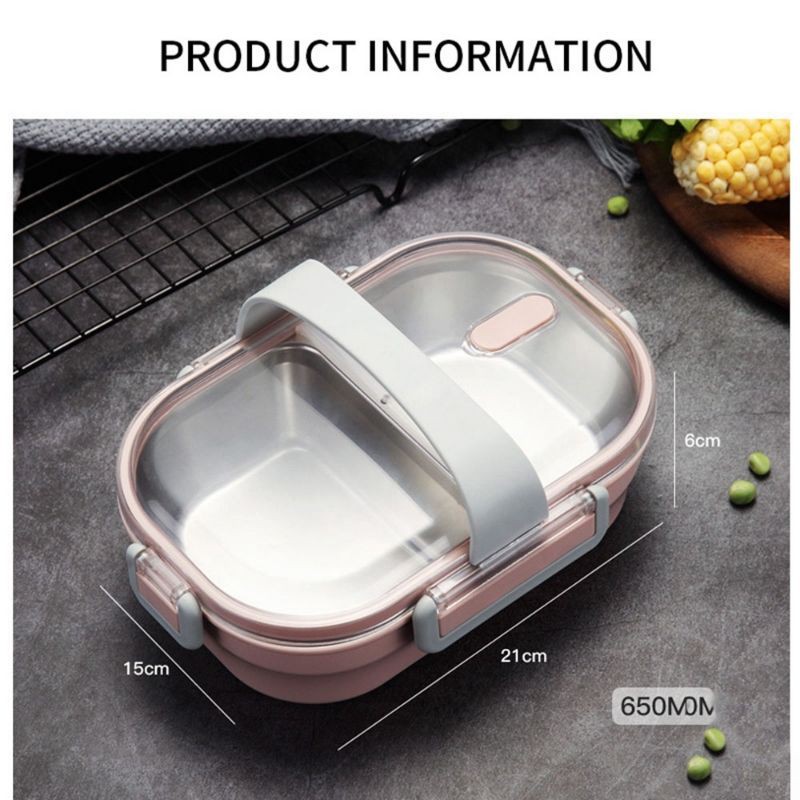 (GSF) 304 Stainless Steel Lunch Box Portable Bento Box with Dinnerware ...
