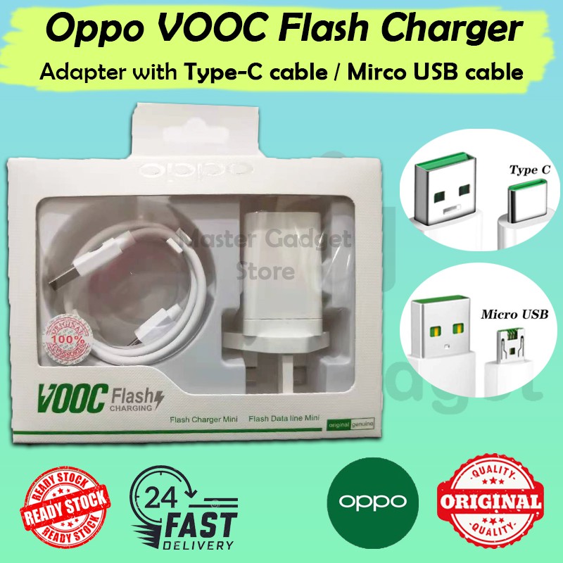 (Ready Stock) Oppo VOOC 2.0 Flash Charger 5V 4A with Adapter + Micro ...