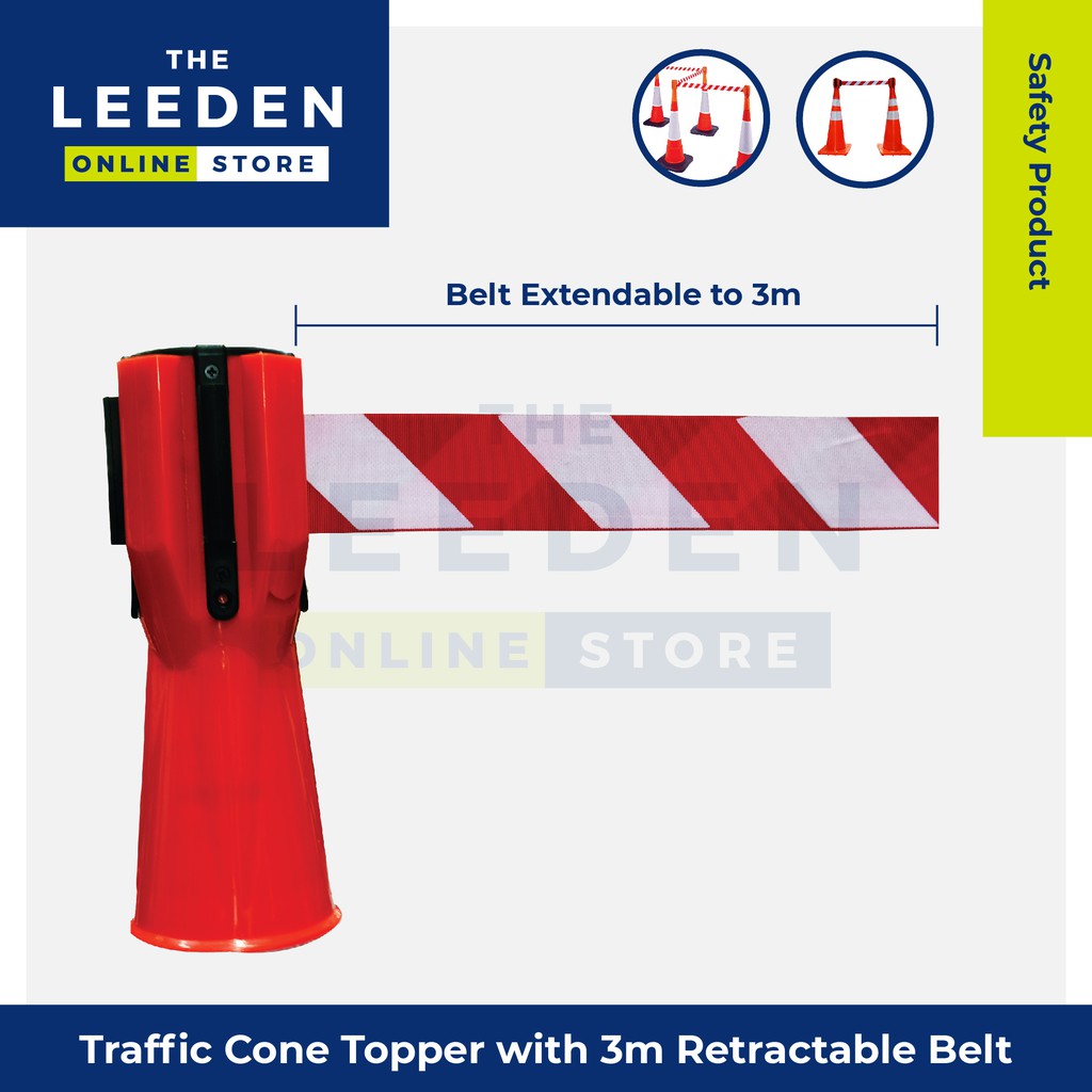Safety Traffic Cone Topper with 3m Retractable Belt by Leeden Online ...
