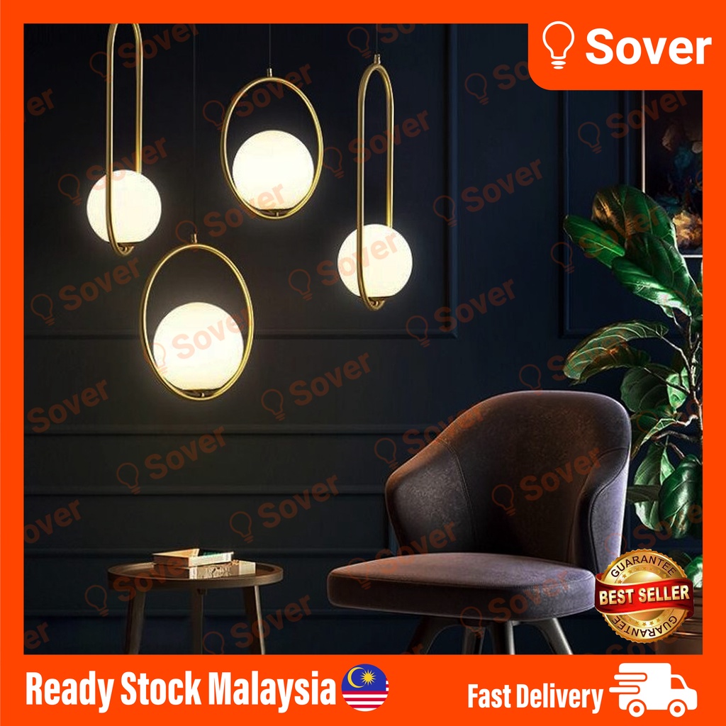 *FREE BULB* Nordic White Glass Ball Modern Minimalist Pendant Light ...