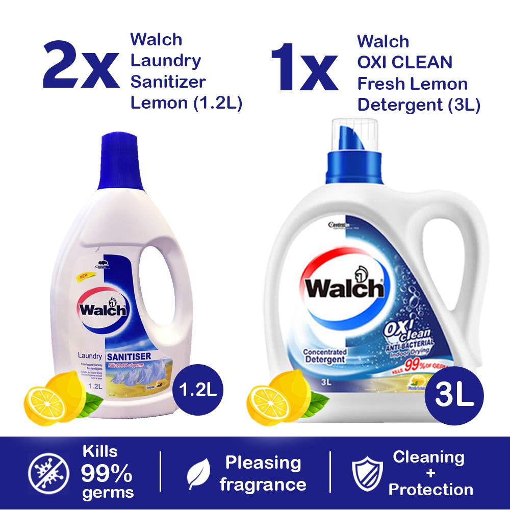 2x Lemon Walch Laundry Sanitiser 1.2L & Oxi Clean Liquid Laundry Detergent 3L | Shopee Malaysia
