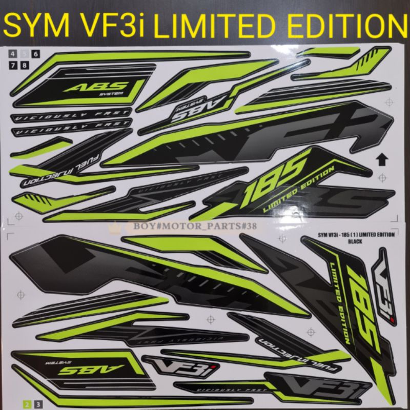 SYM VF3I 185 ( 1 ) LIMITED EDITION BODY COVER STRIPE STICKER BLACK ...