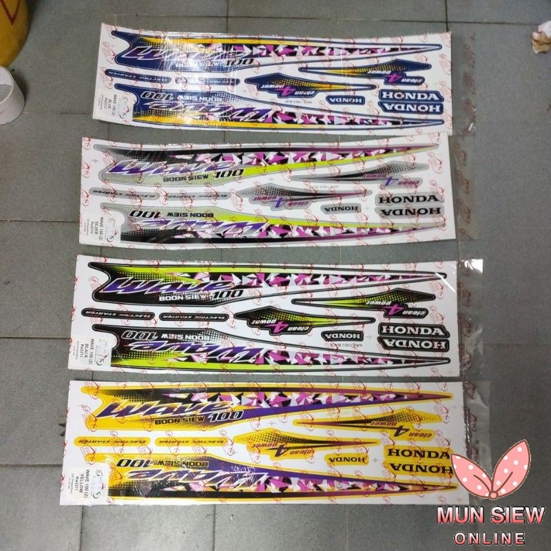 Stiker body honda wave100 wave 100 (2) blue / black sticker | Shopee ...
