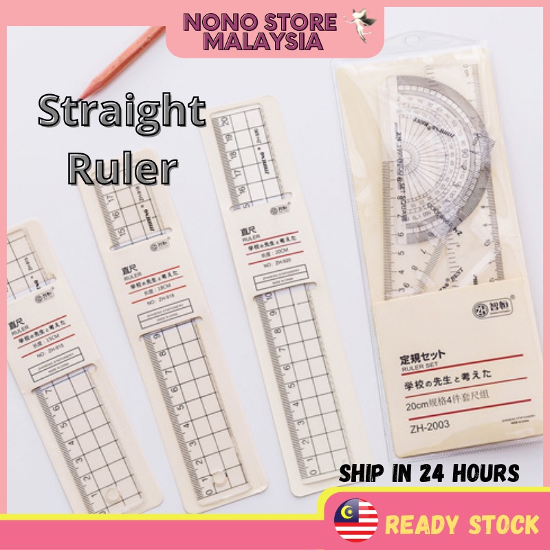 NONO.Korean Transparent Straight Ruler Student Acrylic Ruler Pembaris ...