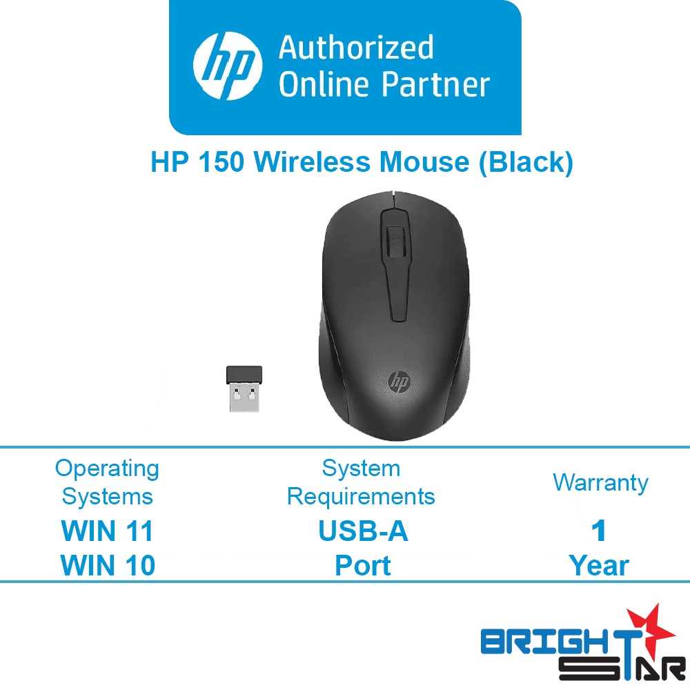 HP 150 Wireless Mouse (USB 2.4 GHz | Black) | Shopee Malaysia