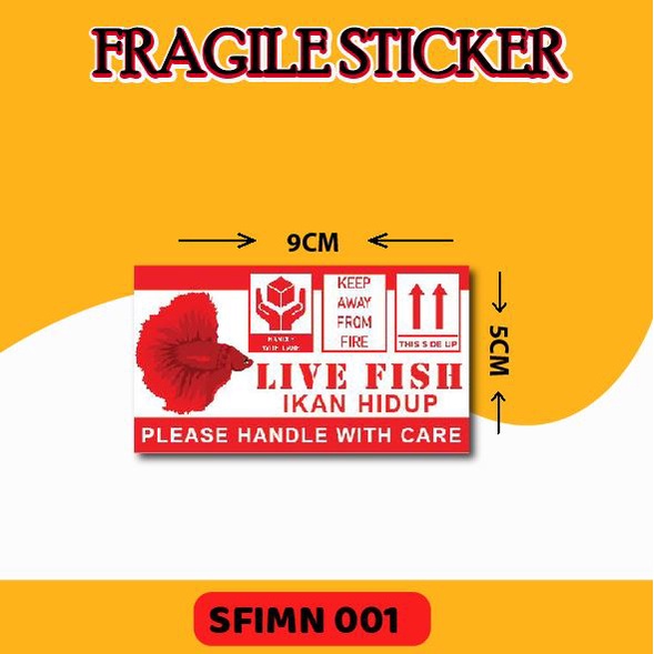 🐟 LIVE FISH STICKER FRAGILE / STIKER FRAGILE IKAN HIDUP FOR LOGISTIC ...