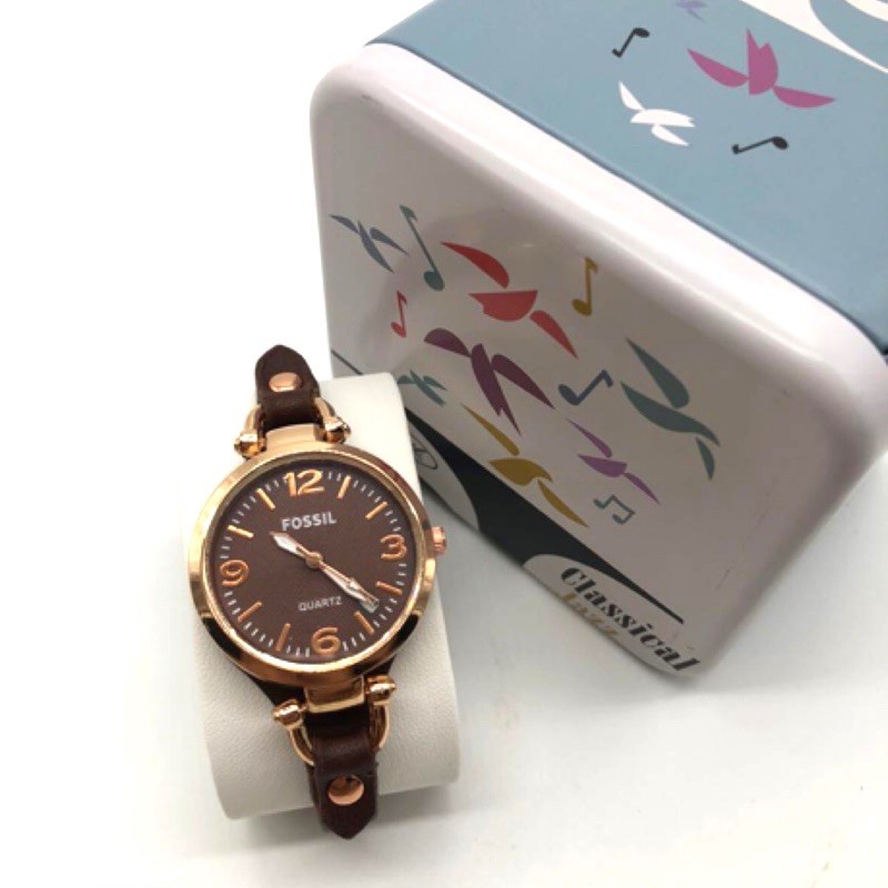 Fossil women watch with date full set tin box booklet paper bag ...