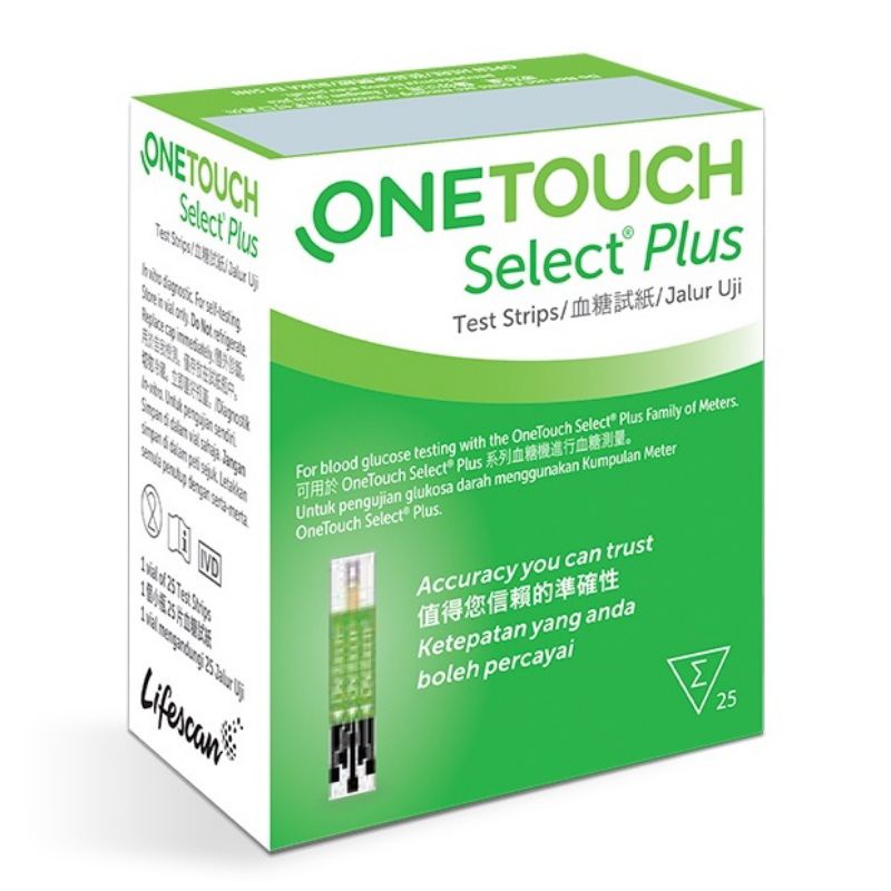 One touch Select Plus Simple Strip (25's) Easy & Pain-free Blood ...