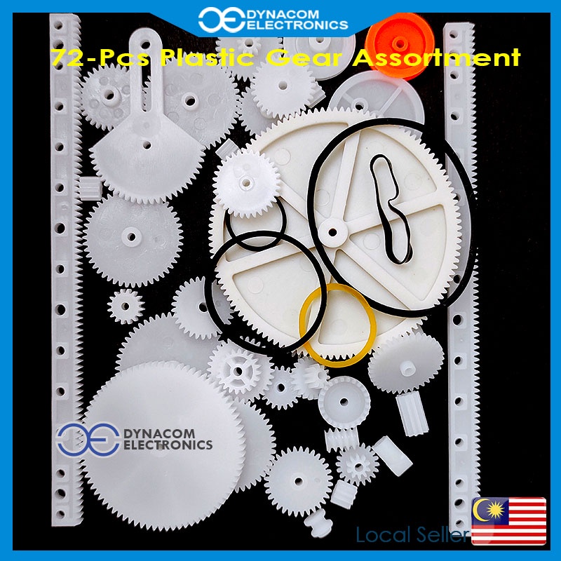 34-Pcs Plastic Gear Assortment, Pulley, Rail & Belting for DIY Projects ...