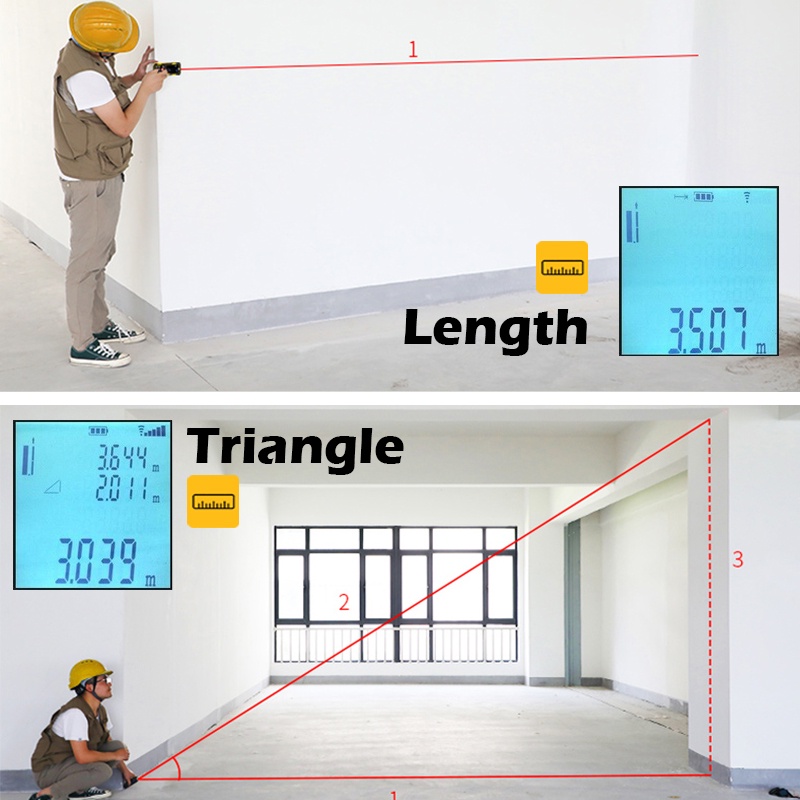 KEELAT Digital Laser Distance Meter 100m Rangefinder Ruler Range Finder ...