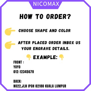 Custom Engrave Tag Kucing Dog Cat Name Tag Pendant Loket Ukir Pet ID ...