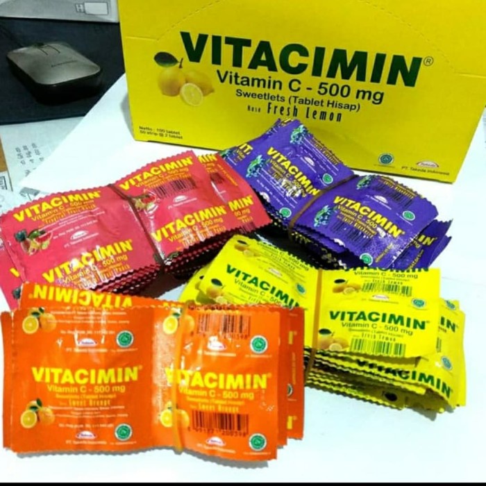 Vitacimin contains 20 tablets, 10 Vitamin C strips, 500mg box | Shopee ...