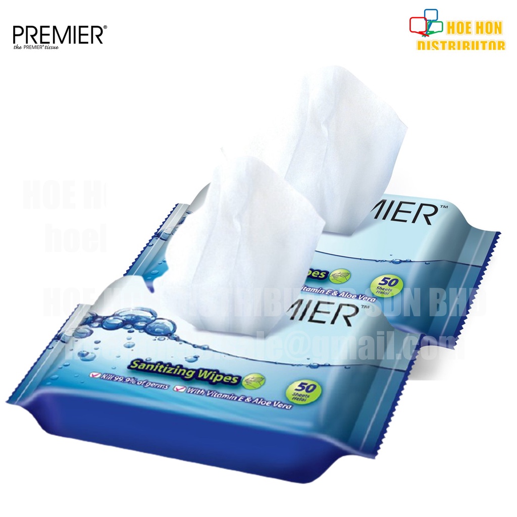 PREMIER Sanitizing Wipes Wet Tissue 50sheet x 2 Pack | Shopee Malaysia