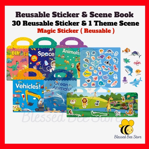 Reusable Children Sticker Book for kids reusable sticker book Scene ...