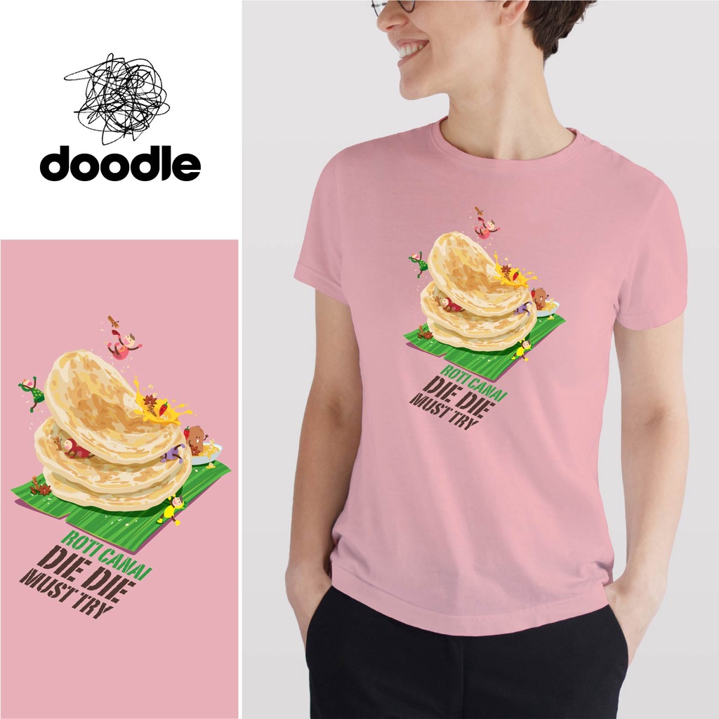 DOODLE [ Roti Canai ] Printed Casual Short Sleeve T-shirt Women's Tops ...