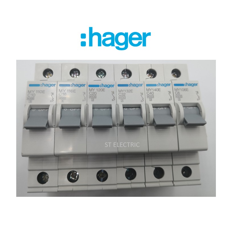 ORIGINAL HAGER MCB MY Series 6A 10A 16A 20A 32A 40A 1 Pole 4.5KA (SIRIM APPROVE) | Shopee Malaysia