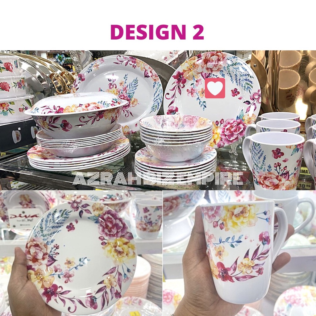 NEW DESIGN! 33PCS MELAMINE DINNER SET + STORAGE BOWL / SET PINGGAN ...