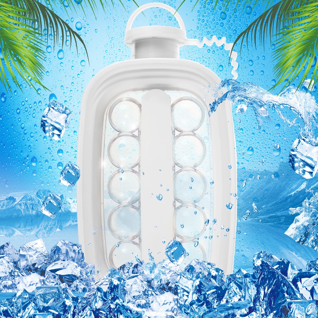 Portable Ice Cube Mold 24x12x5CM 2 In 1 Ice Ball Maker Mold with Lid ...