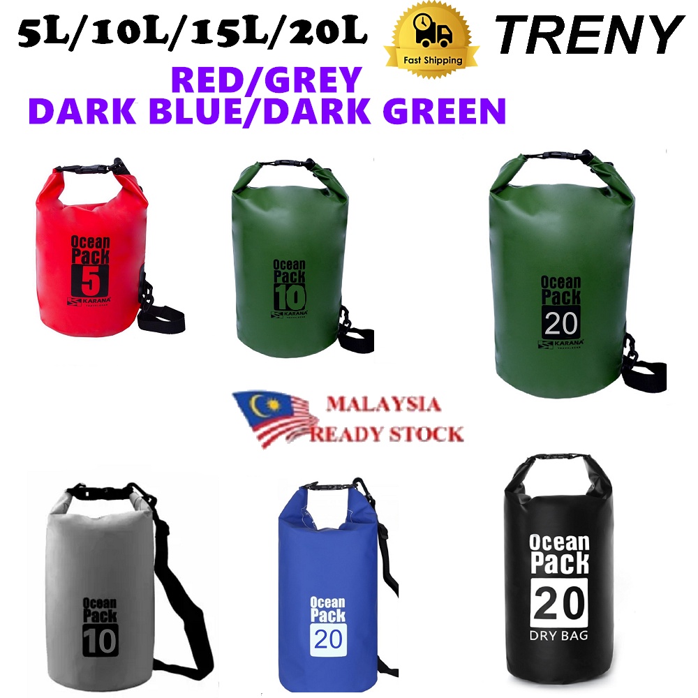 Ocean Pack Waterproof Dry Bag (5L/10L/15L/20L) Strap Fishing Outdoor ...